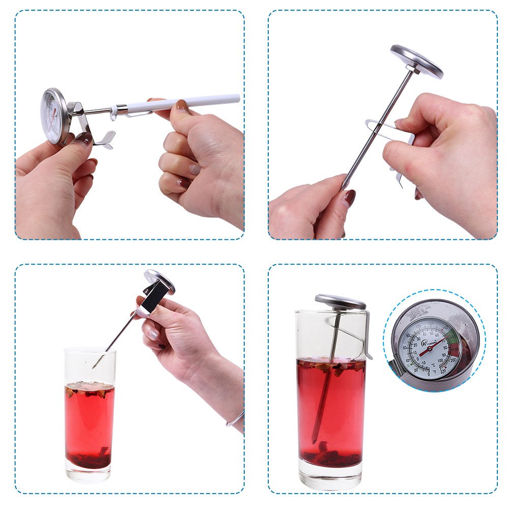 KT THERMO Instand Read 2-Inch Dial Thermometer（2-Pack）, Best for The Coffee Drinks,Chocolate Milk Foam