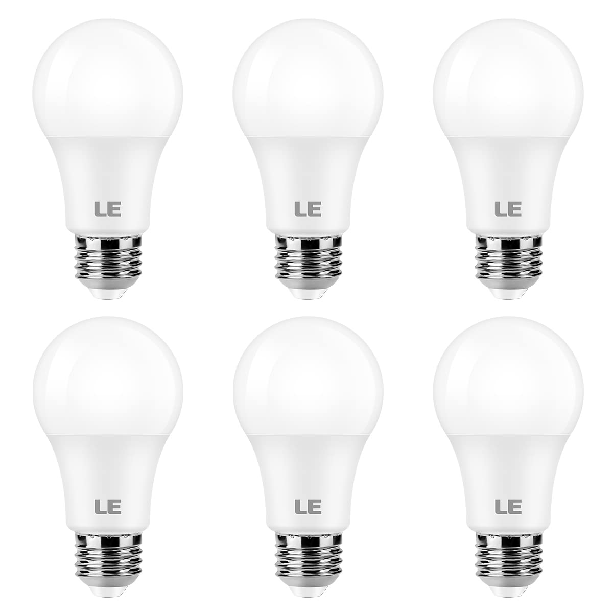 LE LED Light Bulbs 60 Watt Equivalent, 8.5W Daylight White 5000K Non-Dimmable, A19 E26 Standard Medium Base, 11000 Hour Lifetime, Pack of 6