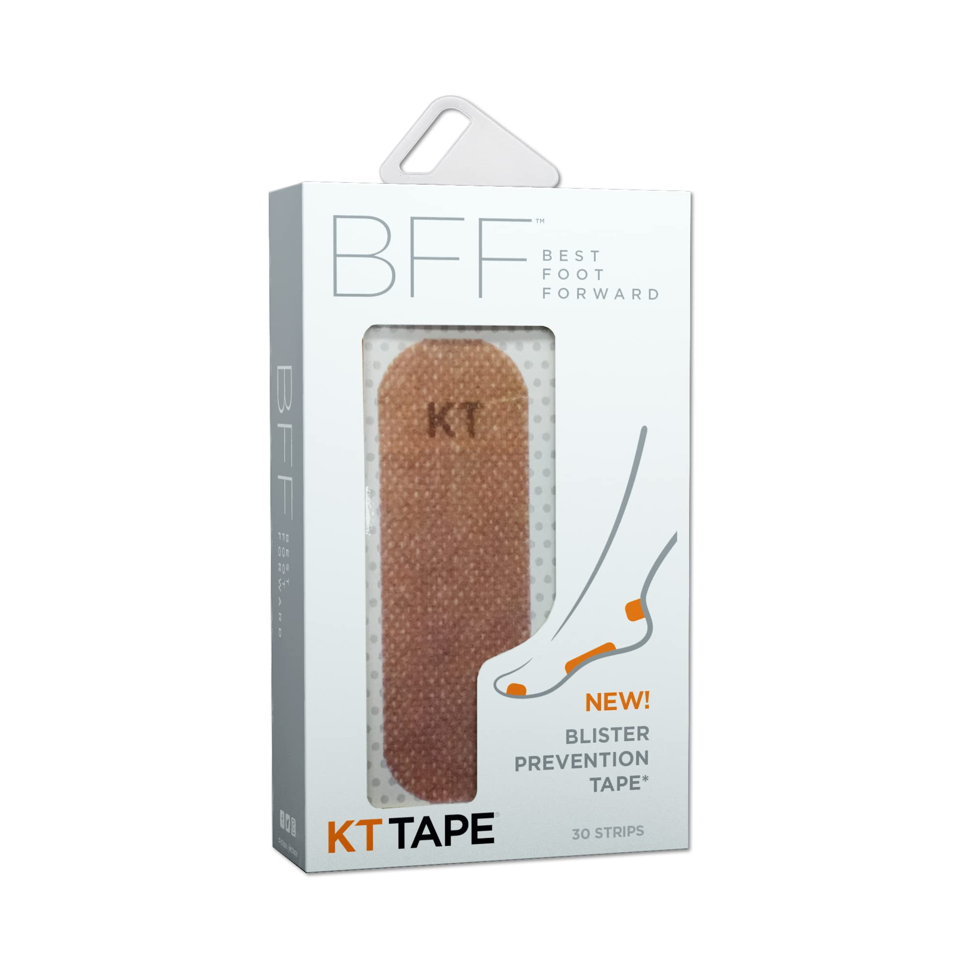 KT Tape BFF Blister Prevention Tape, Friction-Reducing, Thin, Flexible, Breathable, 30 Pack, 3.5" Precut Strips