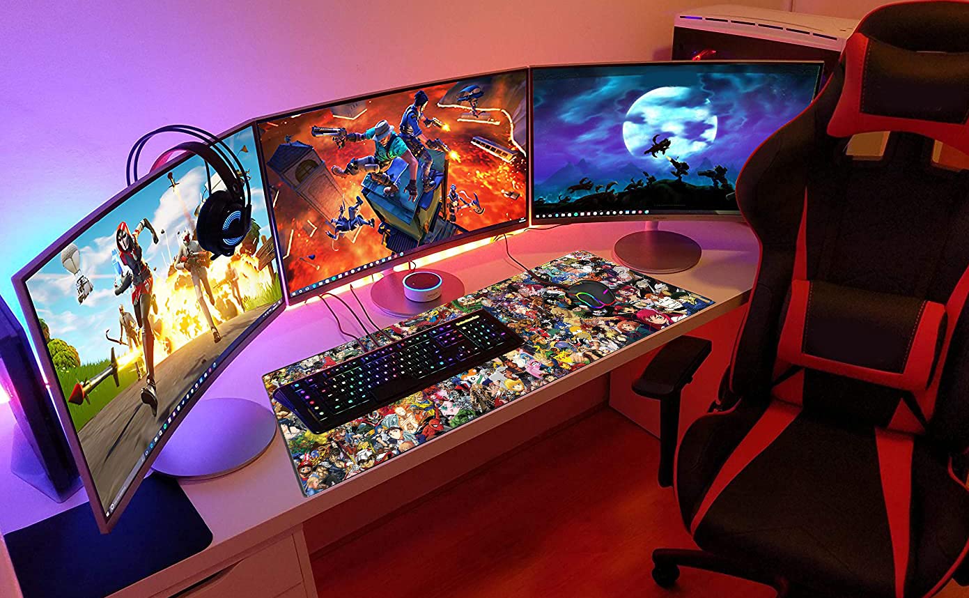 Large Gaming Mouse Pad for Animate Gamer RGB LED Glowing Gaming Mouse Keyboard Pad Mat TruQua8 (animate Character Regular no LED)