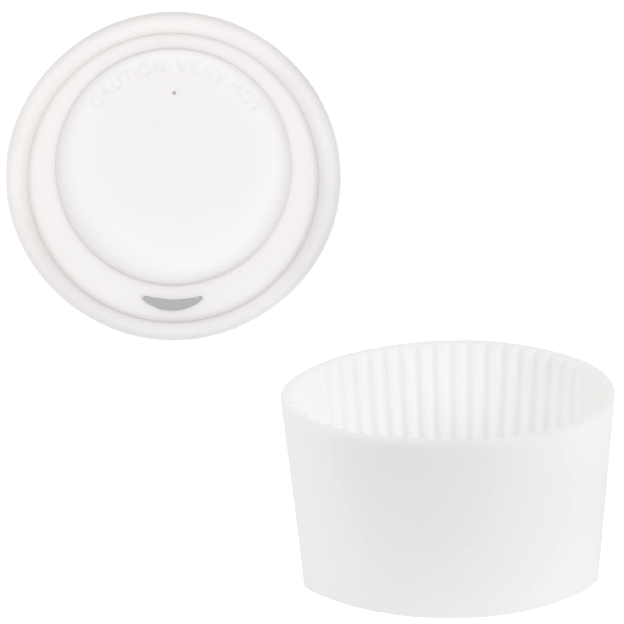 Nova Ceramics Tumbler Lid and Cup Sleeve Combo â Mug Cover Replacement, Silicone Lids for Cups Lid and Coffee Koozie, Reusable Silicone Coffee Sleeves for Mugs, White