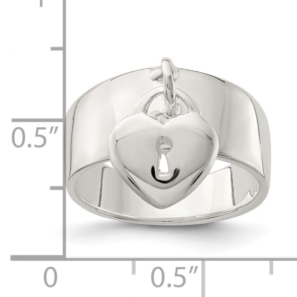 IceCarats 925 Sterling Silver Dangling Lock Ring Size 6