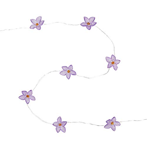 Lights4fun, Inc. 20 Purple Flower Battery Operated Micro LED Silver Wire Outdoor String Lights