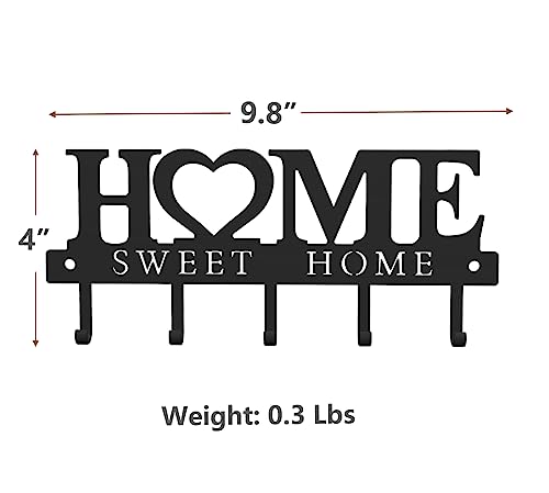 WIPHANY Sweet Home Key Holder Wall Mounted Black Metal Decorative Keys Holder Home Design Organizer for Key Rack for Entryway Hooks Home Hangers