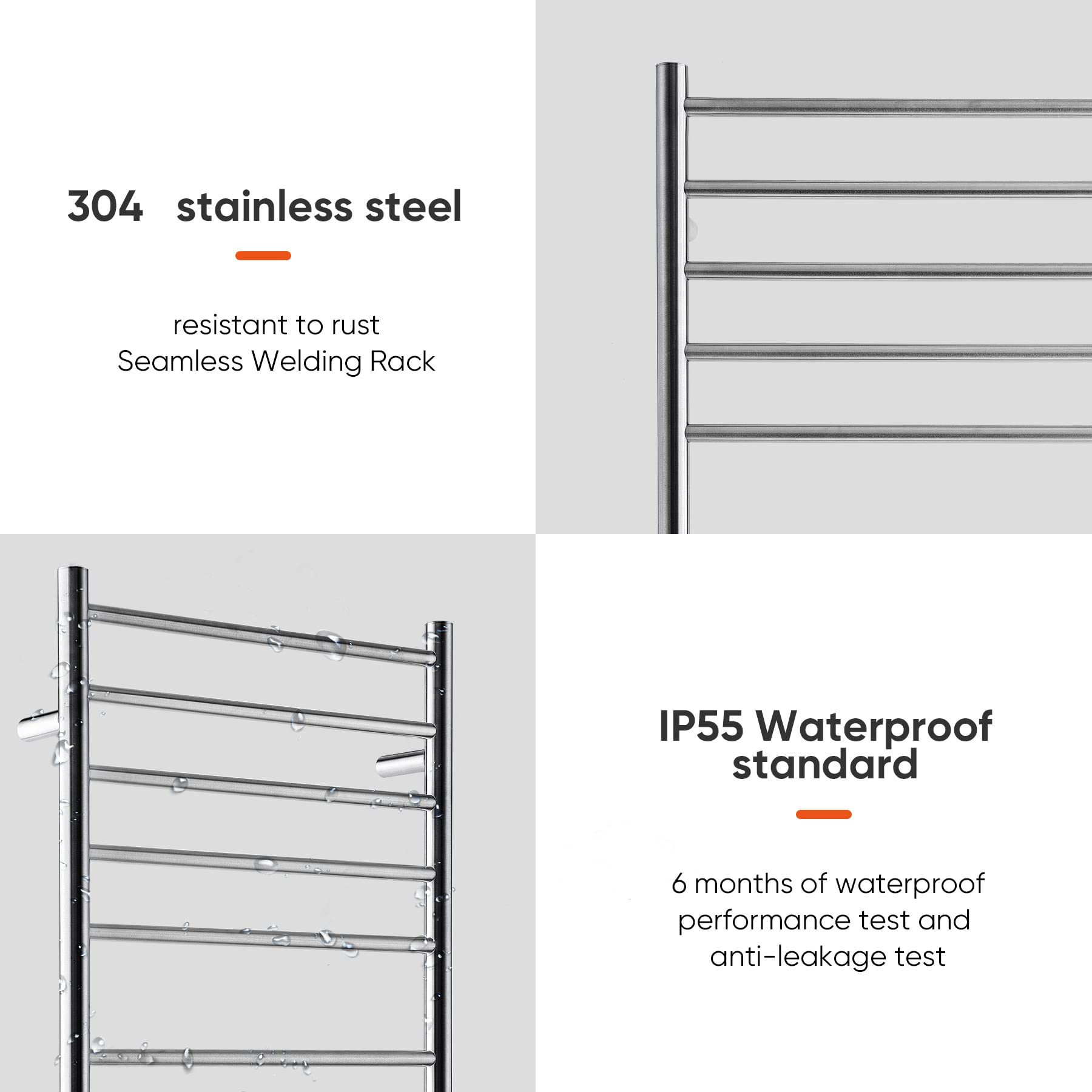 REECOO Towel Warmer Wall-Mounted Electric Towel Racks for Bathroom with Timer, Plug-in and Hardwired Options 24H Thermostatic Stainless Steel Drying Heated Towel Rack Suitable for Homes, Hotels