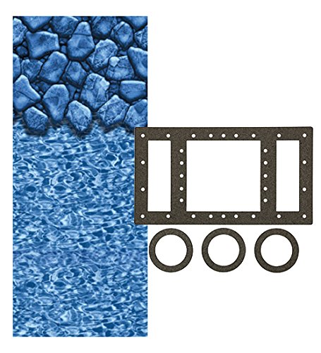 Smartline Boulder Swirl 18-Foot Round Liner | Overlap Style | 48-to-52-Inch Wall Height | 25 Gauge Virgin Vinyl | Designed for Steel Sided Above-Ground Swimming Pools | Universal Gasket Kit Included