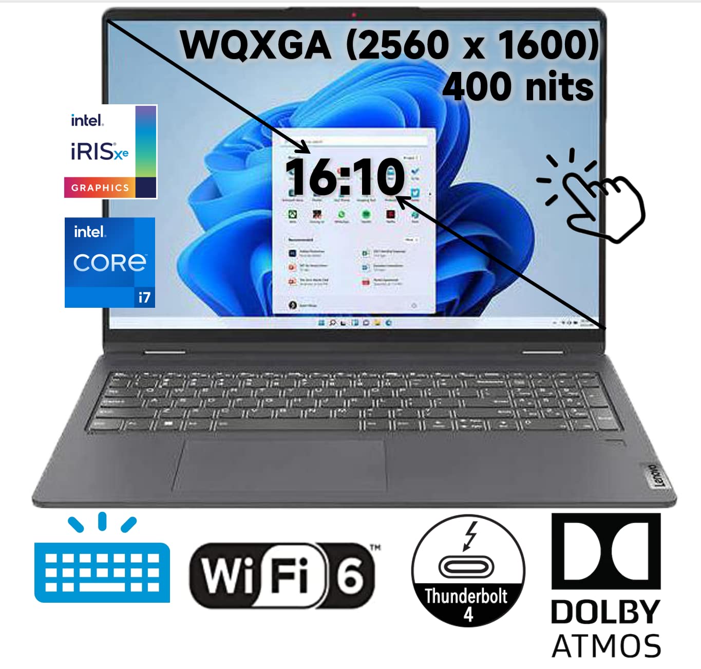 Lenovo Flex 5 16" 2-in-1 WQXGA (2560 x 1600) 16:10 Touchscreen Laptop, 10-Core i7-1255U, 400nits, 100% sRGB, Backlit KB, Wi-Fi 6, win11, Thunderbolt 4, w/HDMI (16GB RAM | 1TB PCIe SSD)