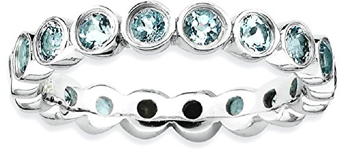 IceCarats 925 Sterling Silver Blue Aquamarine Stackable Ring Gemstone Band March Birthstone Jewelry Size 8.00