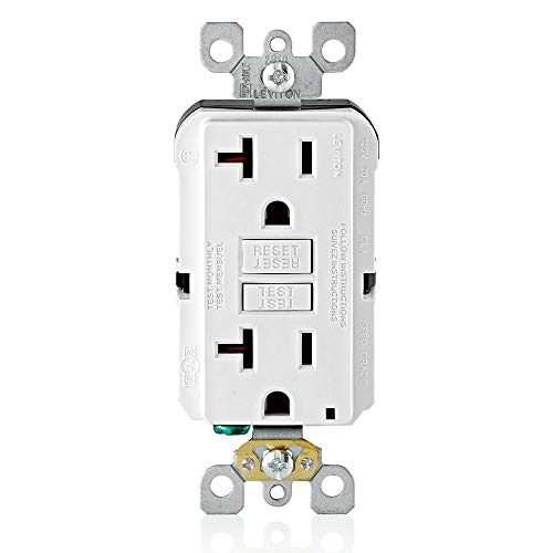 Leviton GFCI Outlet, 20 Amp, Self Test, Non Tamper-Resistant with LED Indicator Light, Protection from Electric Shock and Electrocution, GFNT2-W, White