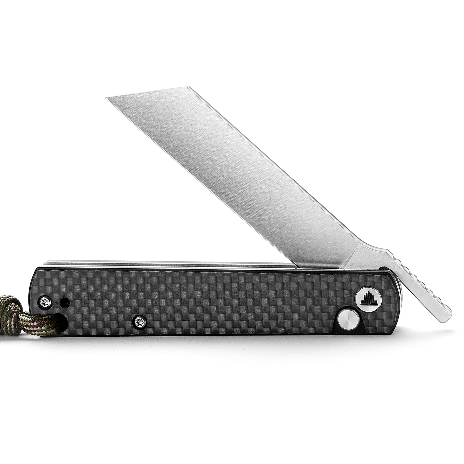 TRIVISA Japanese Higonokami Razor Folding Pocket Knife for Men or Women,Camping EDC Tool Outdoor Button Lock Knives with Pocket Clip,3.2" 10Cr15CoMoV Blade and Carbon Fiber Handle Hydra-05
