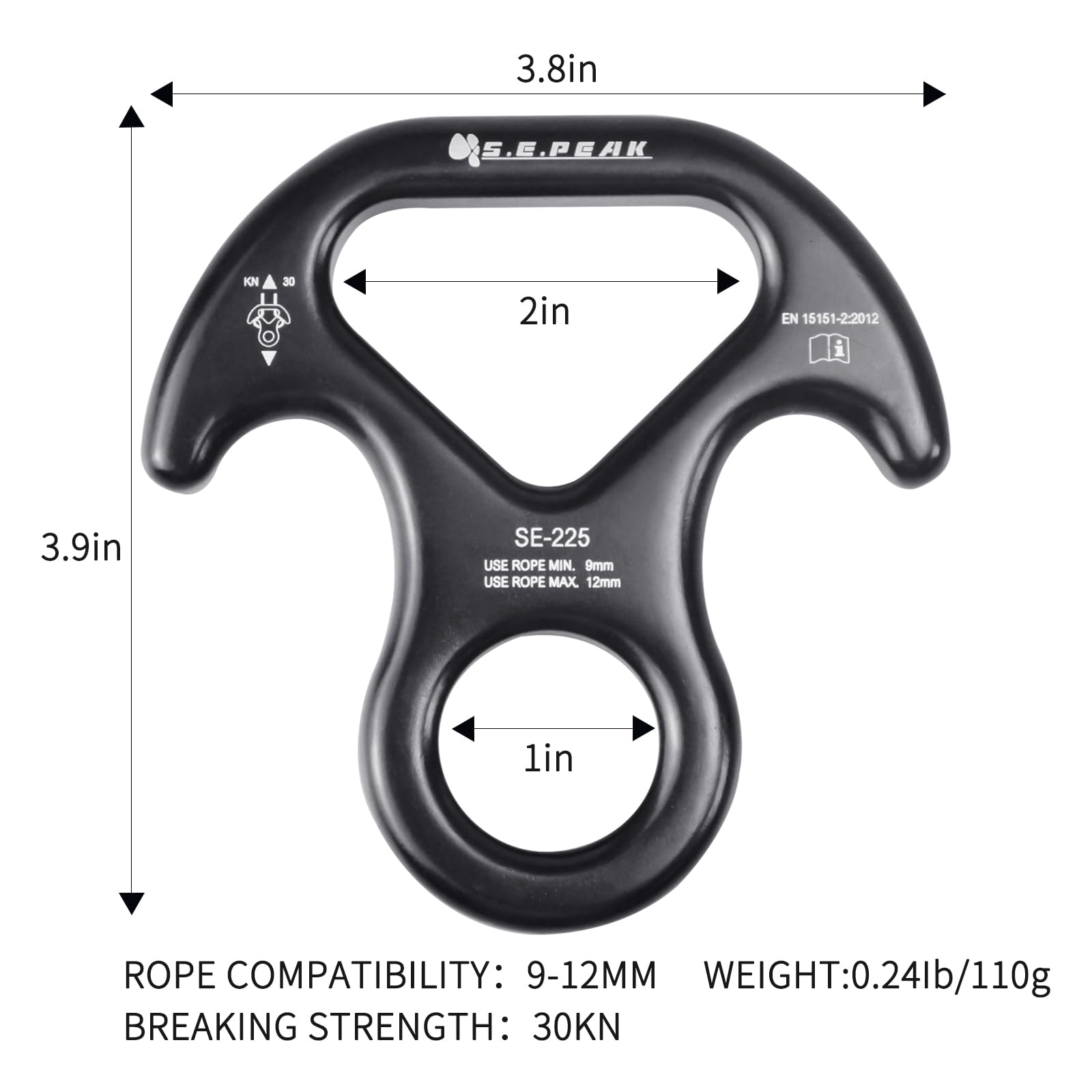 S.E.PEAK 35kN Rescue Figure 8 Descender Climbing Gear Downhill Equipment Rigging Plate Rappeling Device for Rock Climbing/Aluminum Alloy,Red
