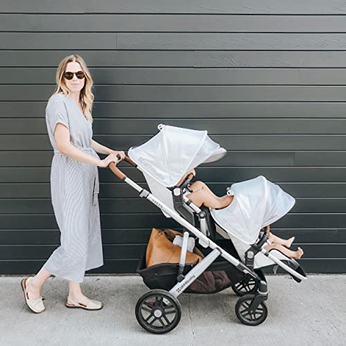 UPPAbaby - RumbleSeat V1 | Compatible Only with Vista V1 2015-2019 Strollers | Two in Tow Stroller Converter | Forward & Parent-Facing Seat | 5 Point Harness | Loic (White/Silver/Saddle Leather)