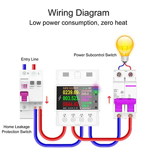 WiFi Electric Meter, Sharing Management AC85β265V Double Alarms APP Control Smart Power Monitor with 2.4in TFT Display for Shopping Mall
