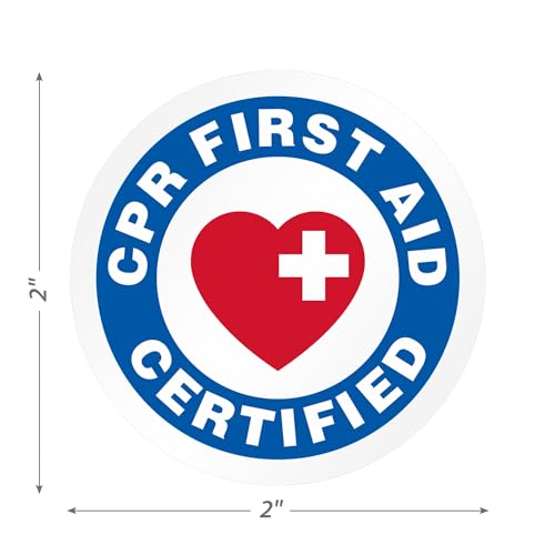 SmartSign "CPR First Aid Certified" Pack of 5 Hard Hat Labels | Retro-Reflective, 2" Circle