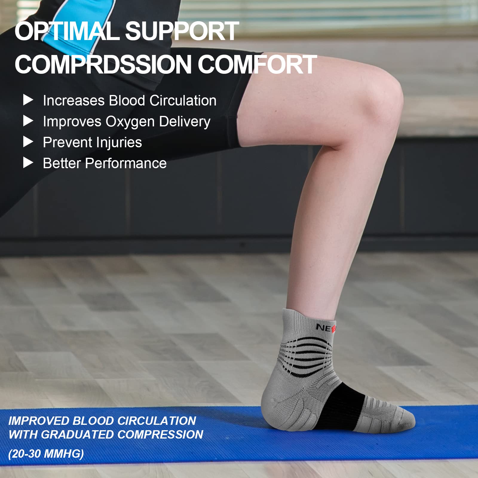 NEENCA Professional Compression Socks, Medical Athletic Ankle Socks for Injury Recovery & Pain Relief, Sports Protection, Circulation β1 Pair, 20-30 mmhg