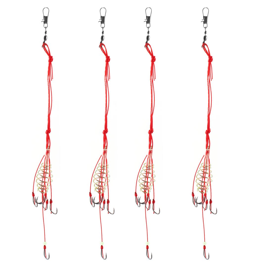 Qtqgoitem Nylon String Metal Bait Hook Fish Tackle 8# 4 Pcs 6 in 1 Red (model: 769 21f f43 938 54c)
