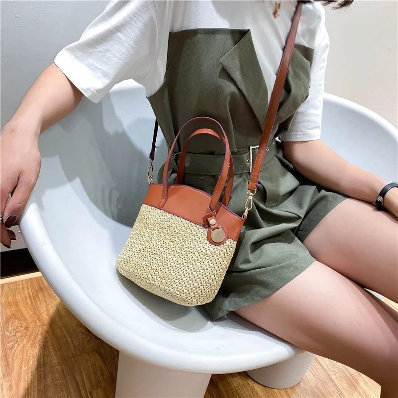 SFMZCM Beach Bag Handmade Ladies Shoulder Bags Strap Handbag Patchwork Messenger Bags Female (Color : D, Size : 18 * 21CM)