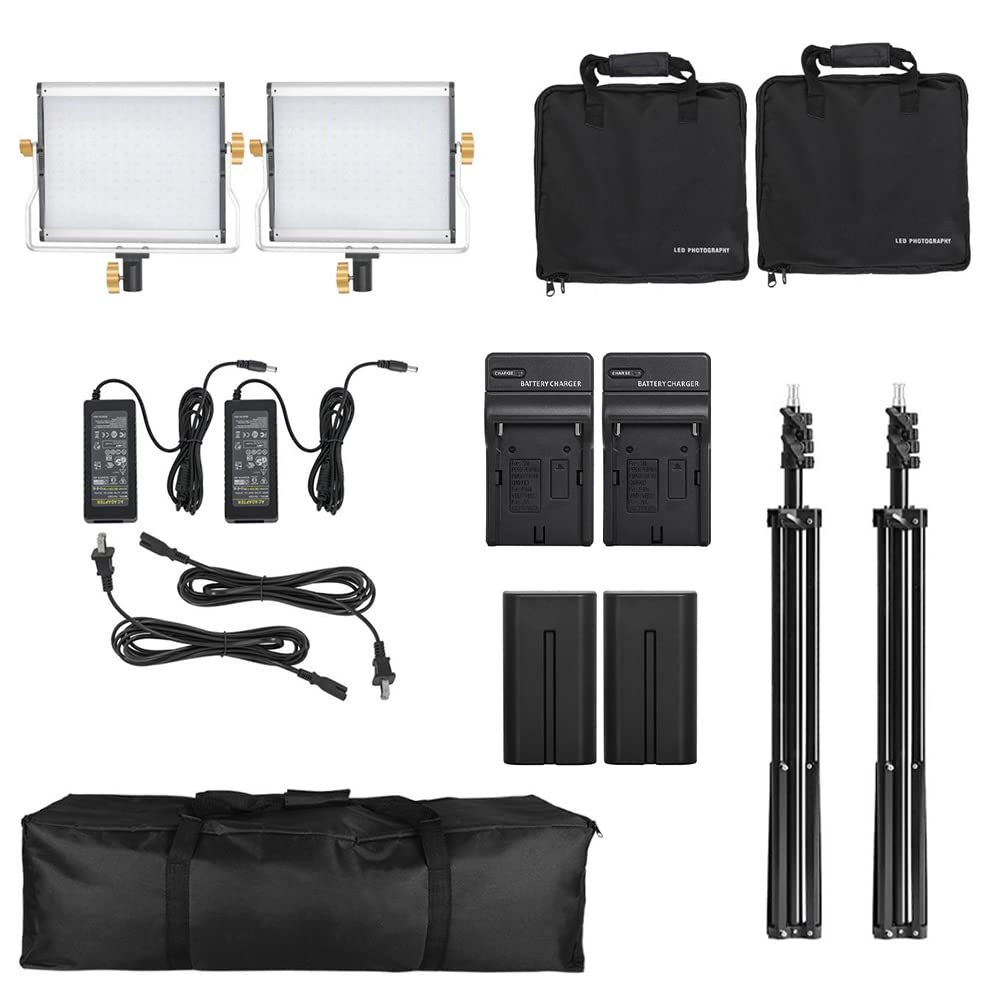 Video Lighting Kits, Dimmable Bi-Color 420 LED Video Light with Light Stand and 3 Carrying Bags, led Photography Lighting for YouTube Studio Photography, Video Shooting