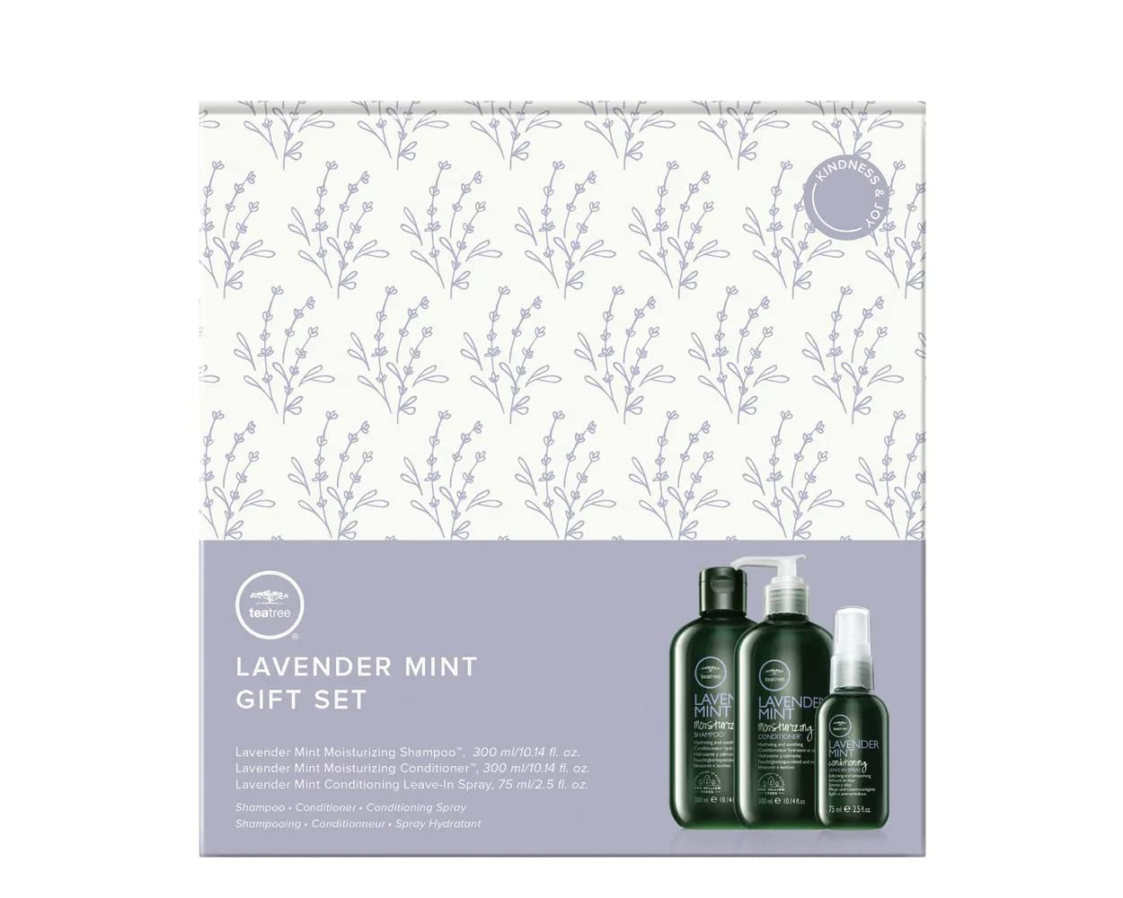 Tea Tree Lavender Mint Holiday Gift Set, Shampoo, Conditioner + Leave-In Conditioner, For Dry + Textured Hair