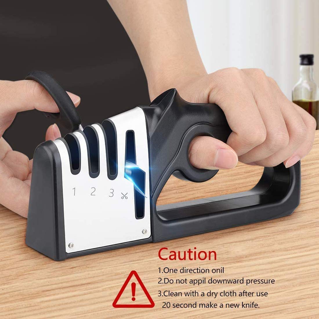 knife sharpener, knife sharpener, professional 4-stage knife sharpener, non-slip base, diamond sharp, tungsten steel sharp, ceramic sharp, scissor sharp