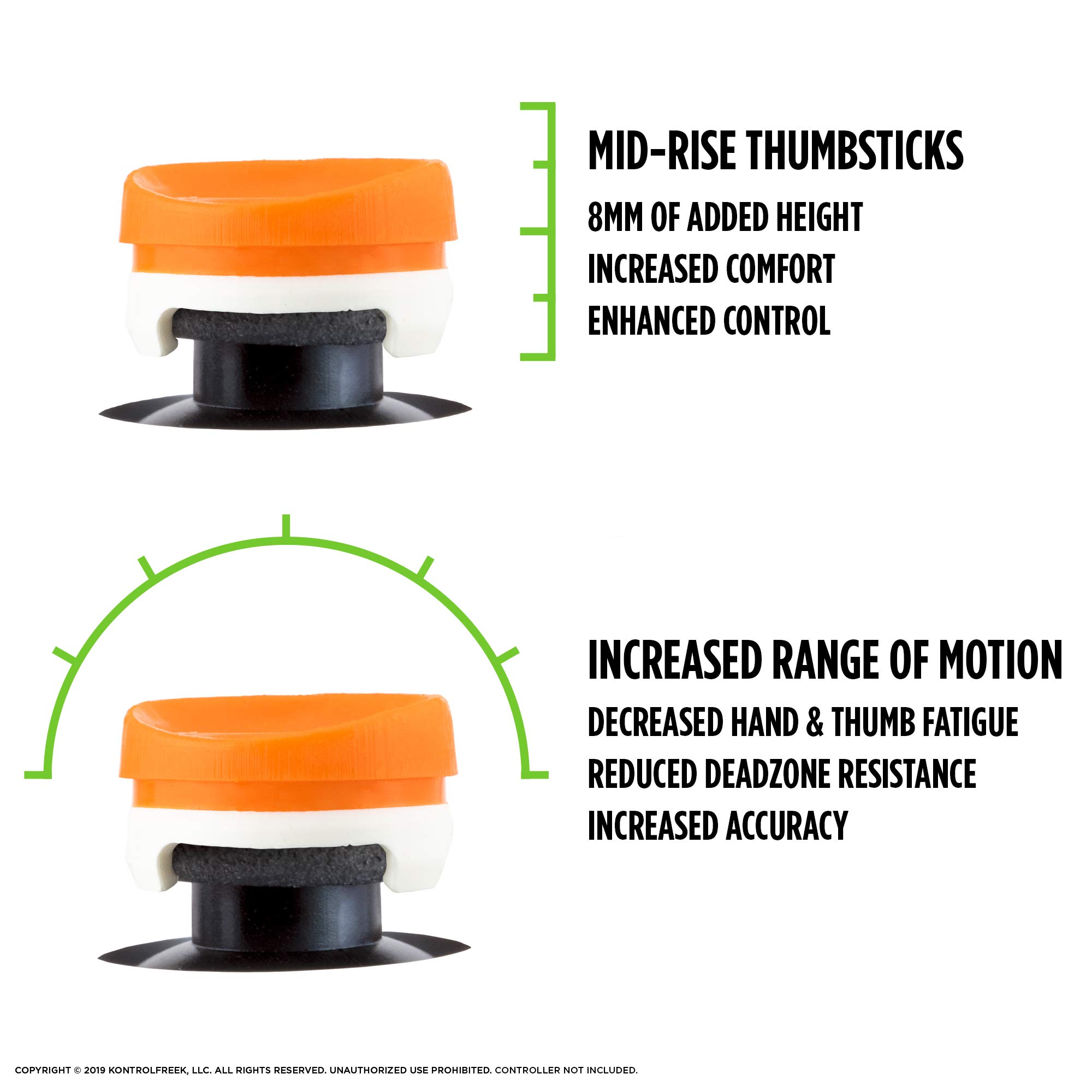 KontrolFreek Rush Performance Thumbsticks for PlayStation 4 (PS4) and PlayStation 5 (PS5) | Performance Thumbsticks | 2 Mid-Rise, Concave | Orange/White