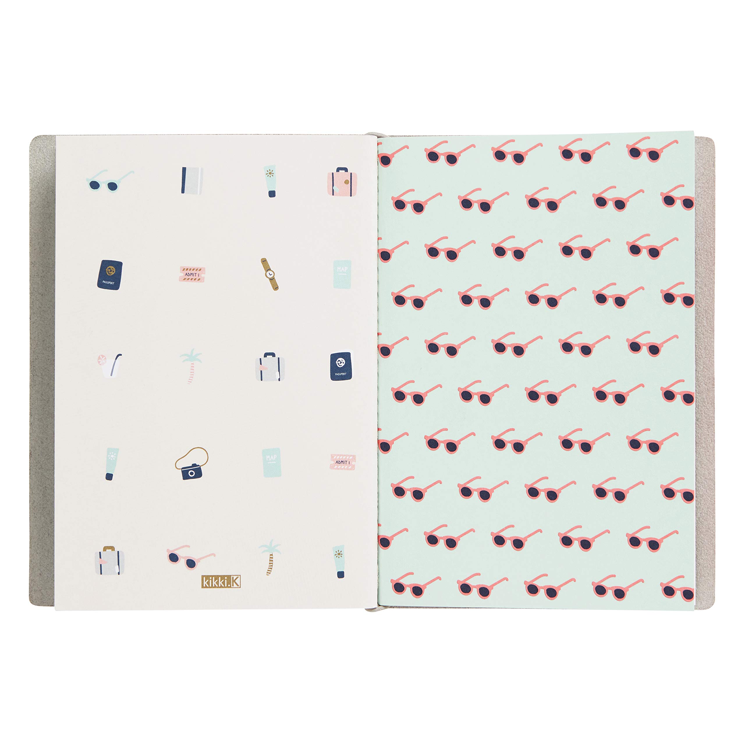 kikki.K Its About The Journey Designer Collection - A6 Refillable Leather Notebook, 2 Lined Notebook Refills, Elastic Closure, Measures 5.91" L x 4.33" W x 0.59" H