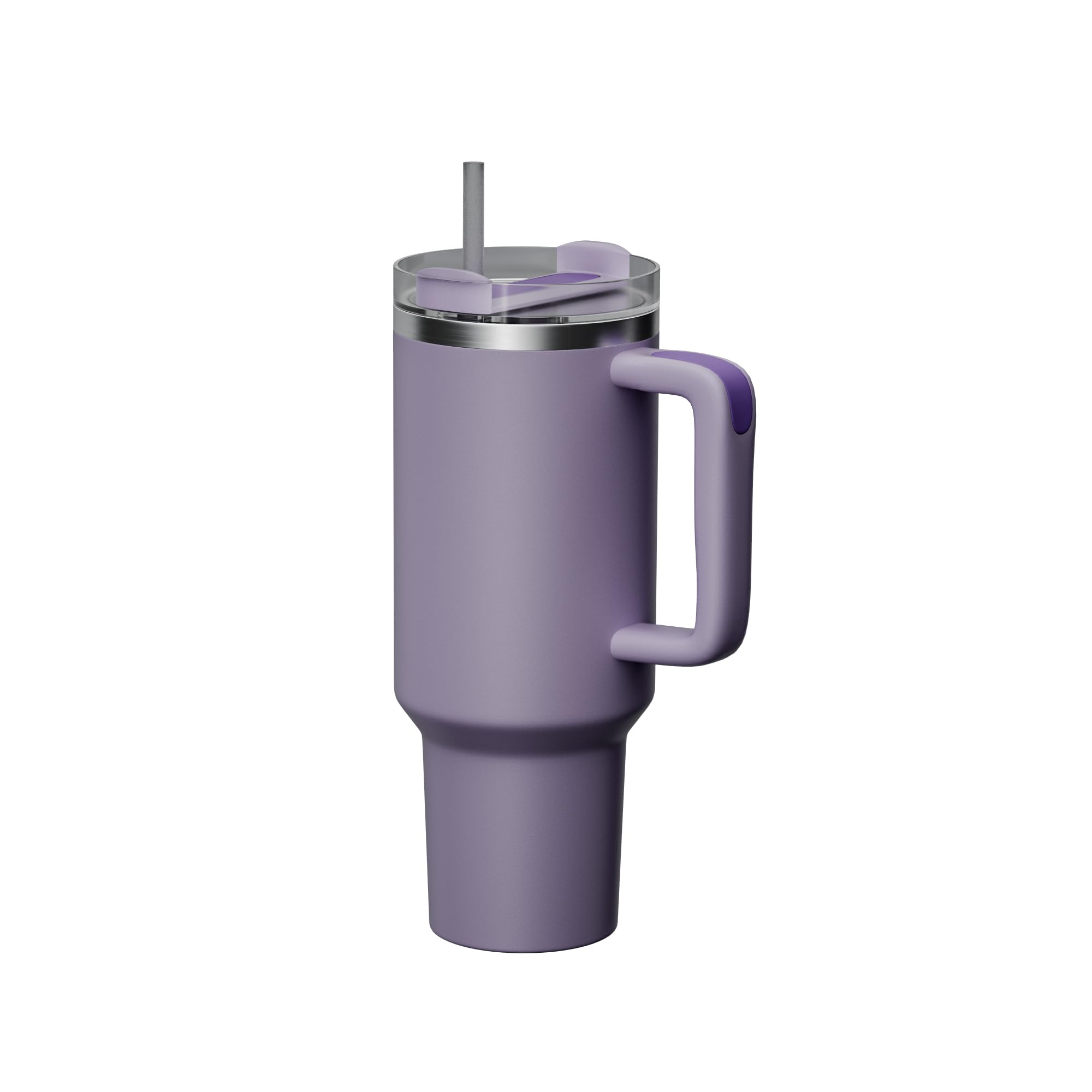 KISSKIND 40 oz tumbler with handle Travel Mug Straw Covers Cup with Lid Insulated Quencher Stainless Steel Water Iced Tea Coffee Gift Purple