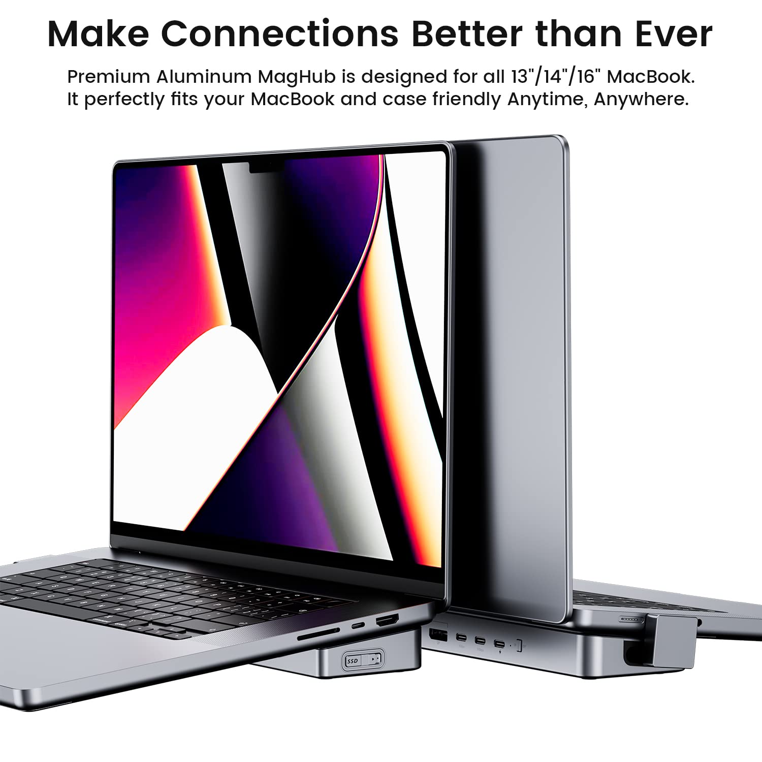INVZI MagHub 12-in-2 USB-C Docking Station Triple Monitors with Pop-Up SSD, Dual 4K HDMI, DP, 100W PD Charging, USB 3.2 10Gbps USB, RJ45, SD/TF Slots for MacBook Pro M1 14” 16”, MacBook Air M2 13”