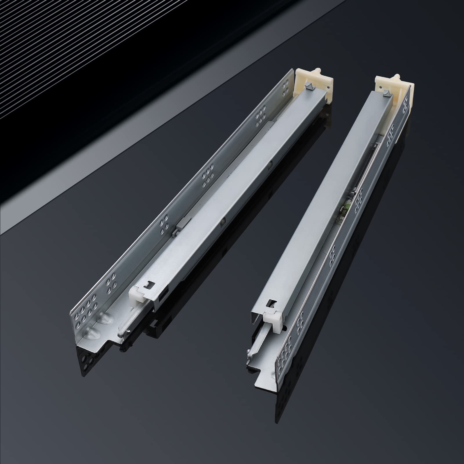 Knobonly 6 Pair 21" Soft Close Drawer Rails Full Extension, Undermount Zinc Plated Drawer Slides, Mounting Screws and Adjustable Locking Device Included, 85 lb Load Capacity