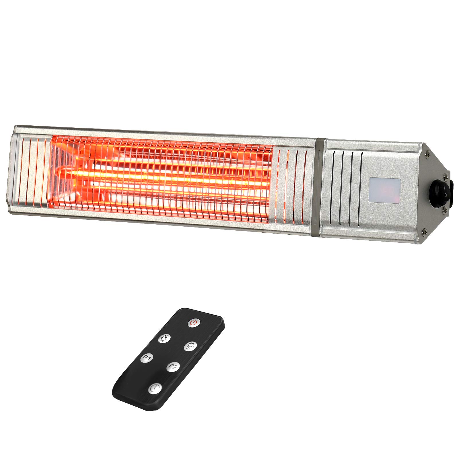 Tangkula 1500W Wall Mount Patio Heater, Indoor/Outdoor Infrared Heater w/Remote Control, 24h Timer, 9 Adjustable Temperature & Auto Shut-off, Infrared Outdoor Heater for Backyard, Garage, Office