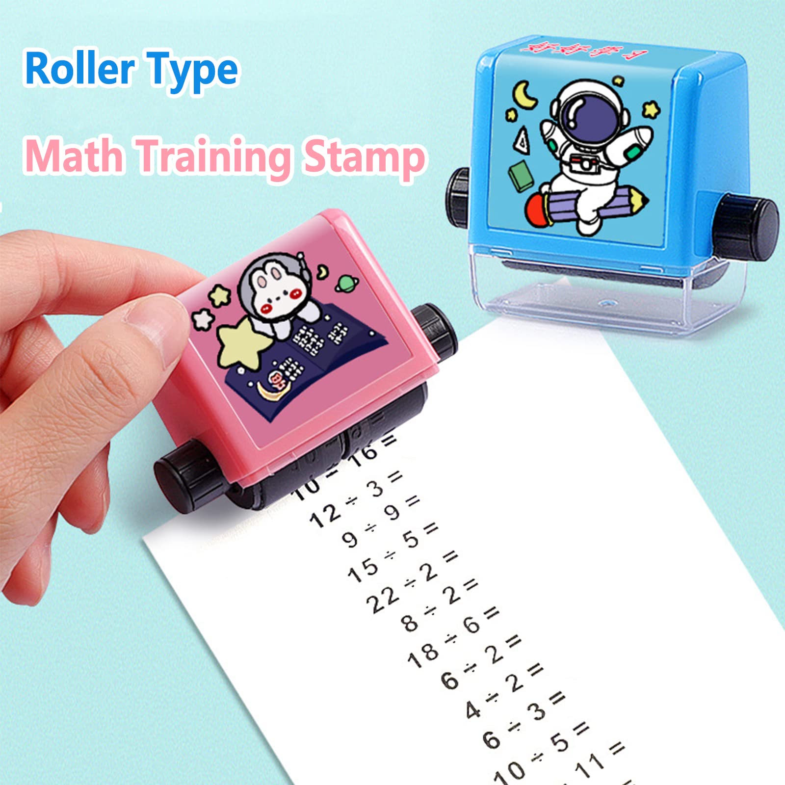 Smart Math Roller Stamps for Kids,2PCS Addition and Subtraction Teaching Stamps,Smart Math Roller Stamps Practice Tools Within 100 Learning Toy for Preschool Kindergarten Home Teacher Supplies