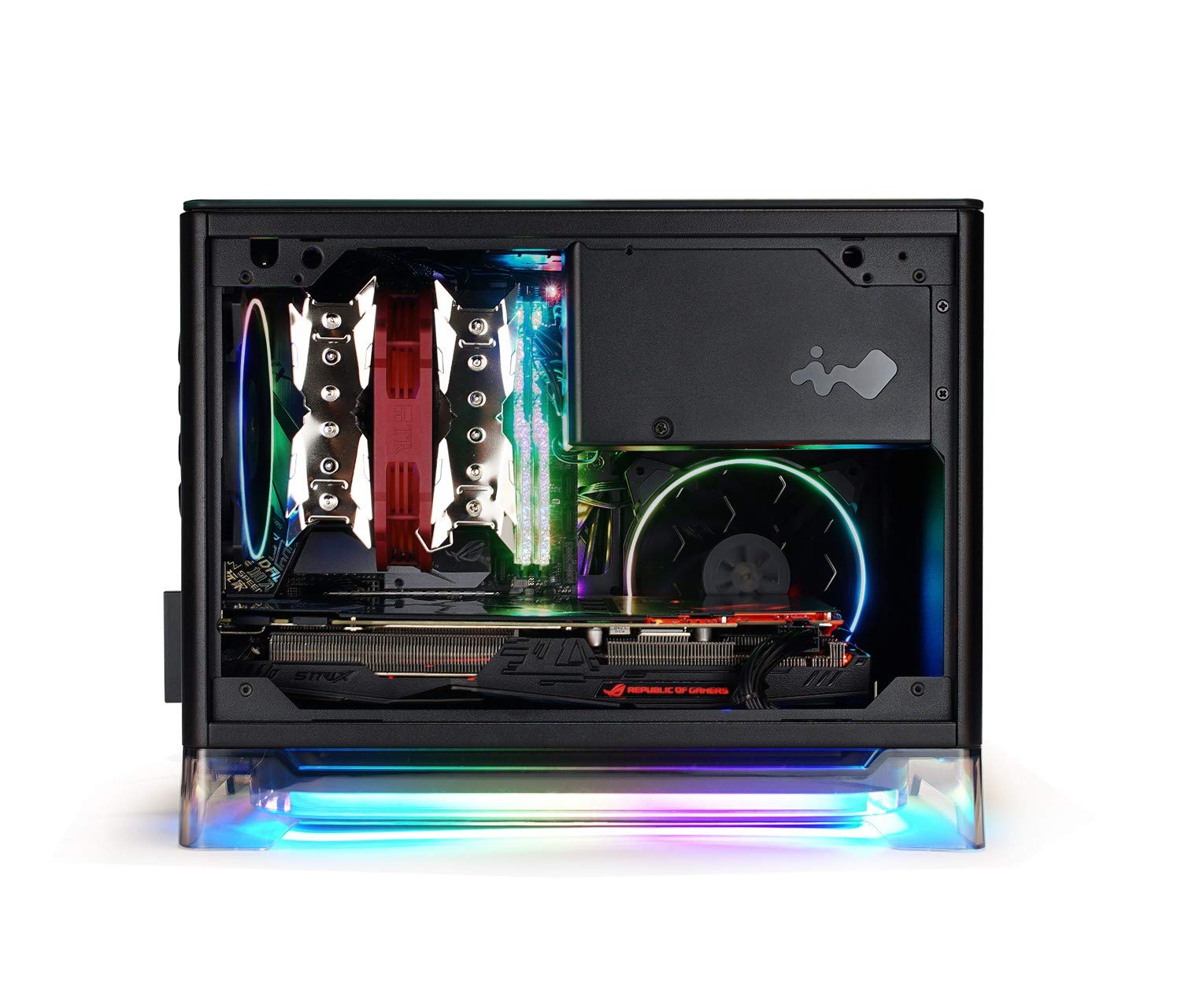InWin A1 Plus Black Mini-ITX Tower with Integrated ARGB Lighting - 650W Gold 80 Plus Power Supply - Qi Wireless Phone Charger - Computer Chassis Case