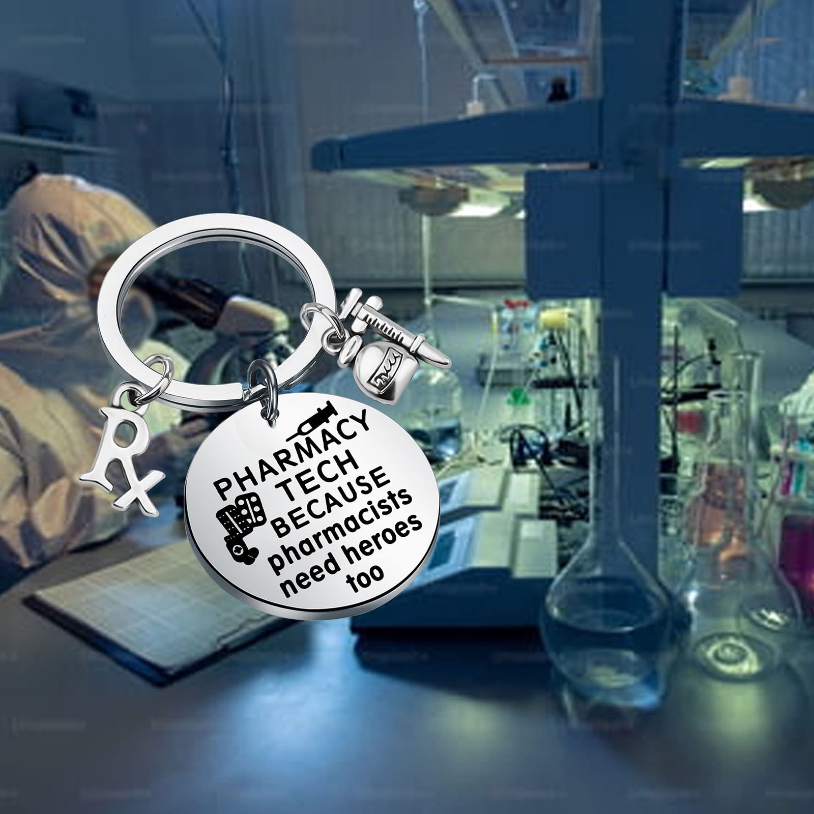 KUIYAI Pharmacy Tech Because Pharmacists Need Heroes Too keychain(Pharmacy Tech KS)