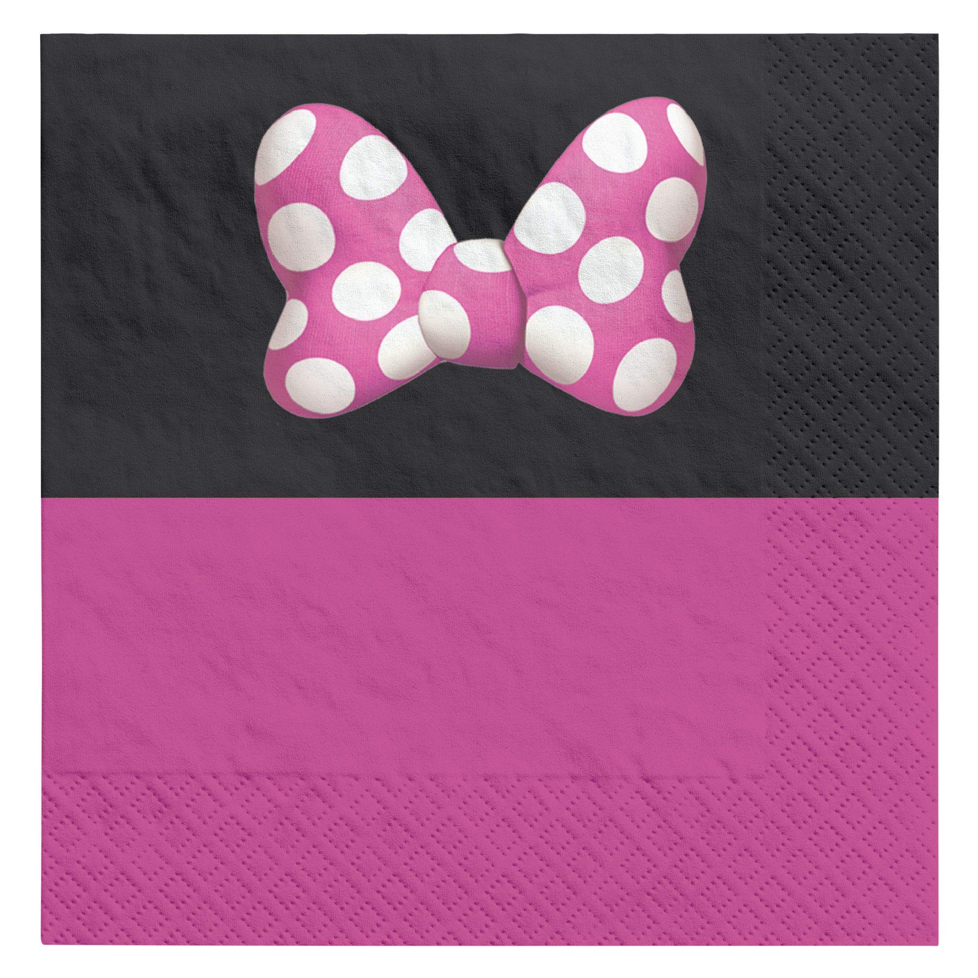 Minnie Mouse Forever Party Supplies Pack Serves 16: 9" Plates Luncheon Napkins Cups and Table Cover with Birthday Candles (Bundle for 16)
