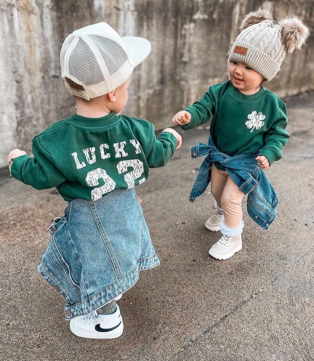 Toddler Baby Girl Boys St Patricks Day Outfit Four Leaf Clover Sweatshirt Long Sleeve Green Pullover Spring Clothes (ST-Clover-Ink Green, 2-3 Years)