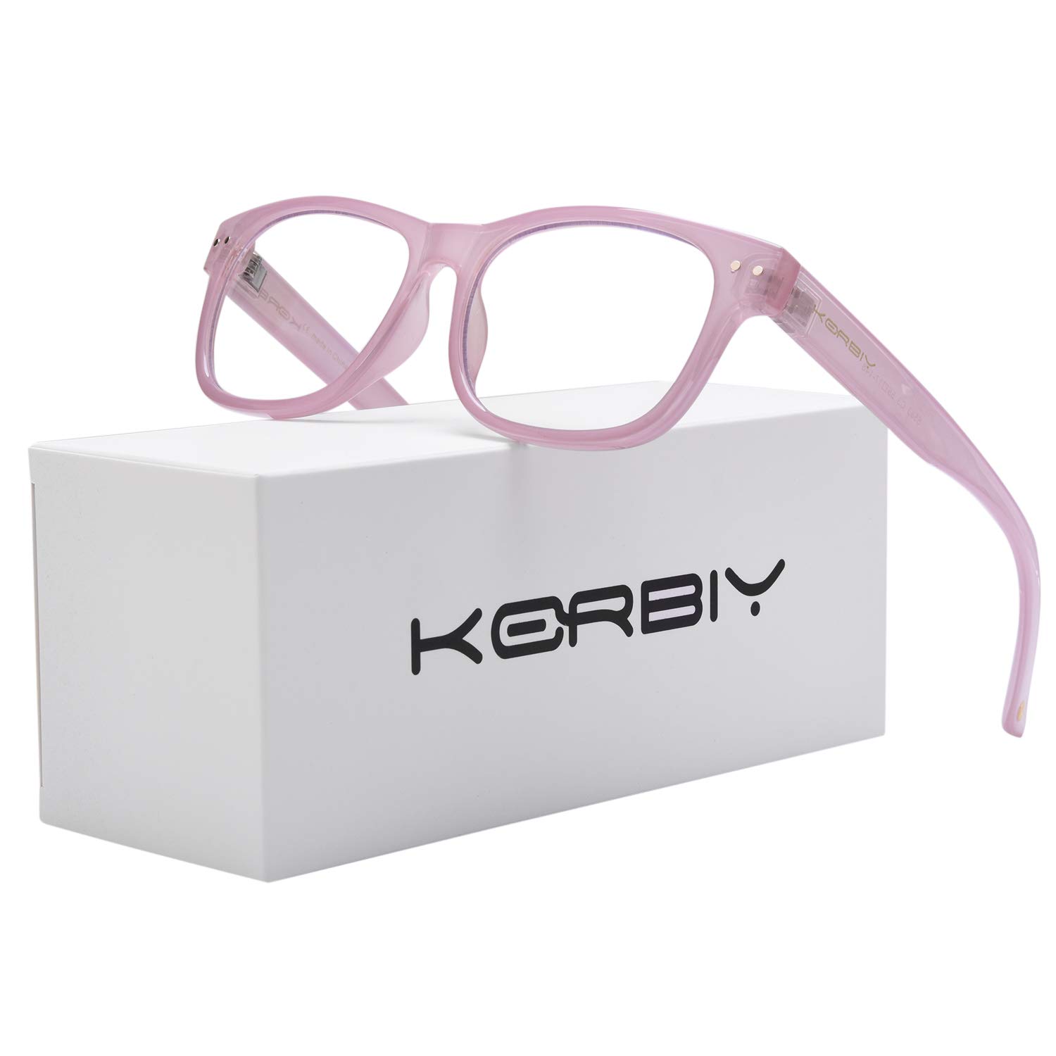 KERBIY Blue Light Blocking Glasses for Women Men,Computer Reading Glasses Anti Eye Strain Headache,Blue Ray Filter Glasses UV400 Clear Lens(Pink)