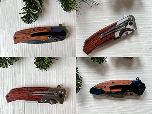 Pocket Knife Gifts For Men Stainless Steel 5" Blade With Ultra-Secure & Comfortable Belt Clip Personalized Engraved Knive for Everyday Carry, Groomsmen Camping Birthday Father's Day Or A Gift For Your Guys - This Knife Is The Perfect Choice (Knife NOT Eng