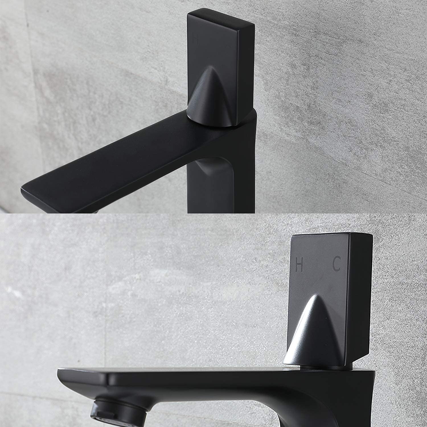 VAPSINT Tall Matte Black Bathroom Vessel Sink Faucet,Modern Single Handle Vessel Faucets Single Hole Vanity Mixer Bowl Tap Bathroom Sink Faucet with Water Hoses