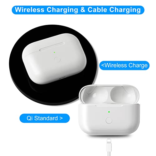 Wireless Charging Case Replacement for AirPod Pro Charger Case with Sync Pairing Button - White
