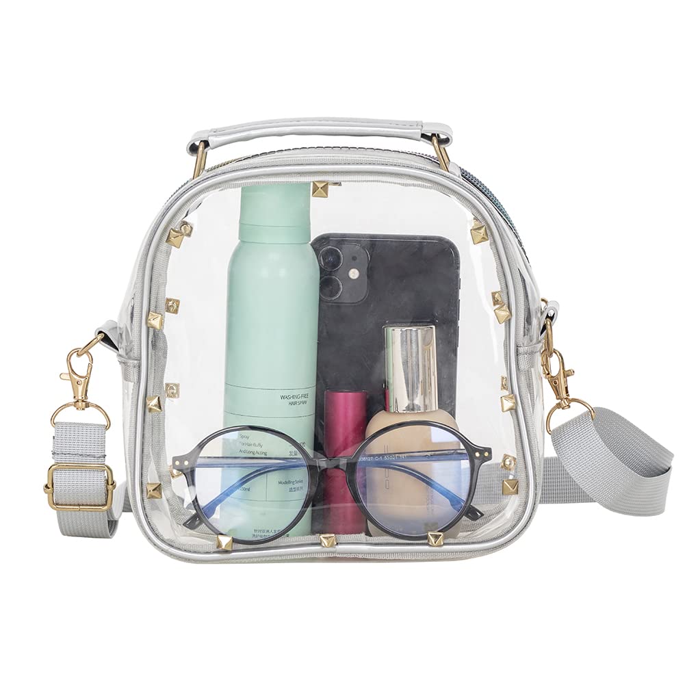 Suelinvy Clear Crossbody Bag - Clear Purse, Adjustable Sling Cute Zipper Concert Stadium Approved Clear Bag