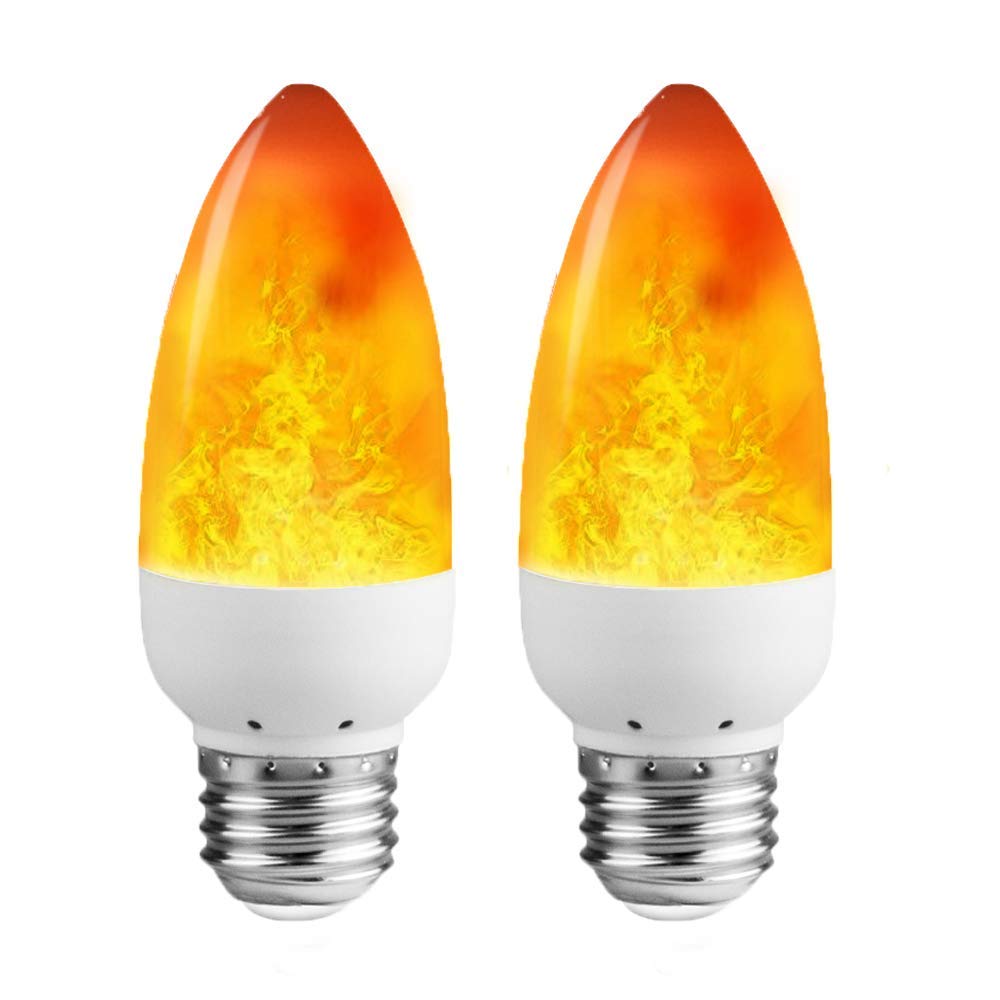 LEDERA LED Flame Bulbs 3 Modes Fire Light Bulbs, E26 LED Flame Effect Light Bulb, 1300K Emulation Candelabra Bulb for Party Festival Indoor Outdoor Home Decoration, 4-Pack