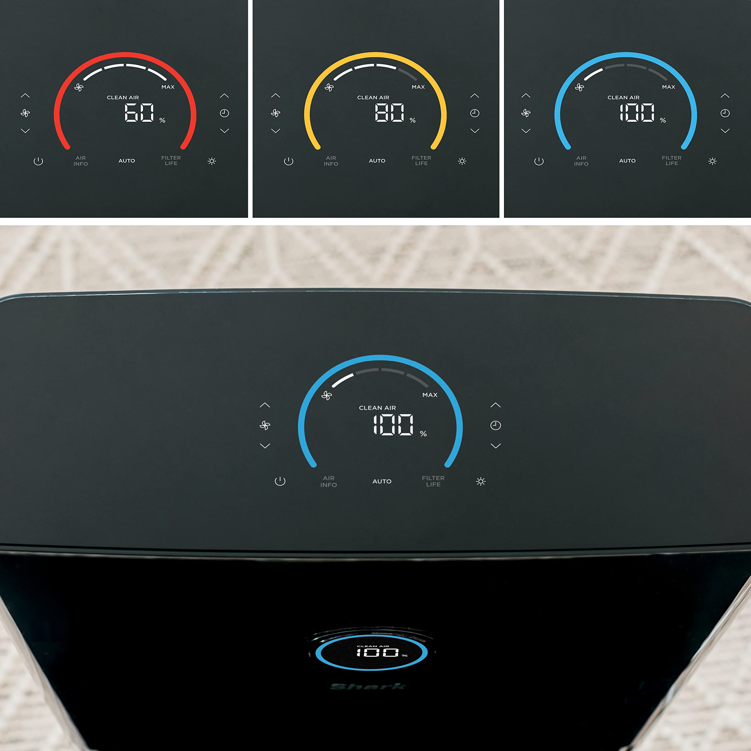 Shark HE601C Ultra- Fast and Ultra- Quiet Air Purifier with 6-Fan Airflow, Remote Control, Anti- Allergen Hepa Multi-Filter and Heightened Odor Protection (Charcoal)