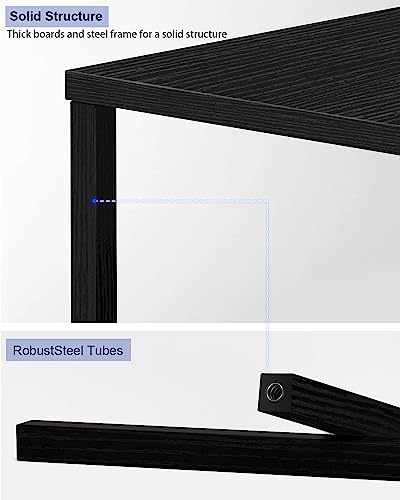 WOODYNLUX Nightstand Side Table, End Table with Shelves, Tall Bedside Table, Night Stand Accent Table for Living Room, Bedroom, Black.