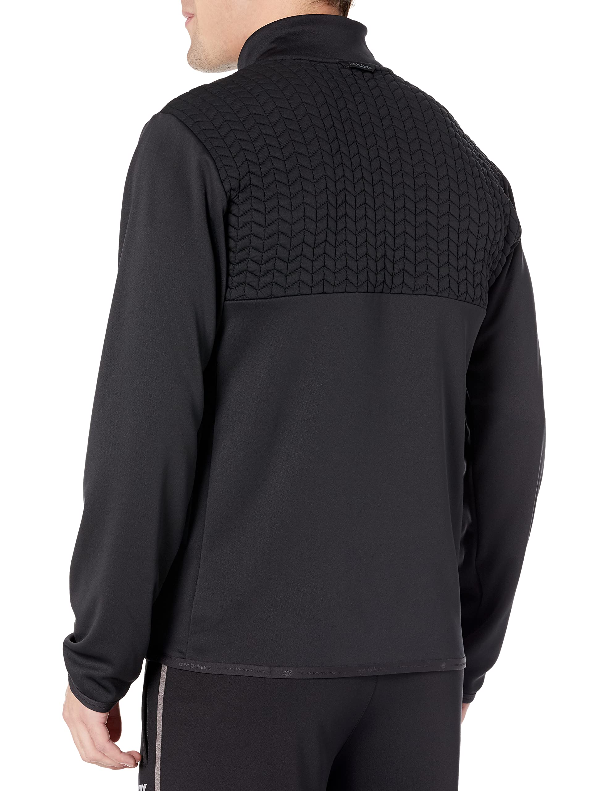 New Balance Men's NB Heatloft 1/4 Button Snap Top Long Sleeve, Black, Medium