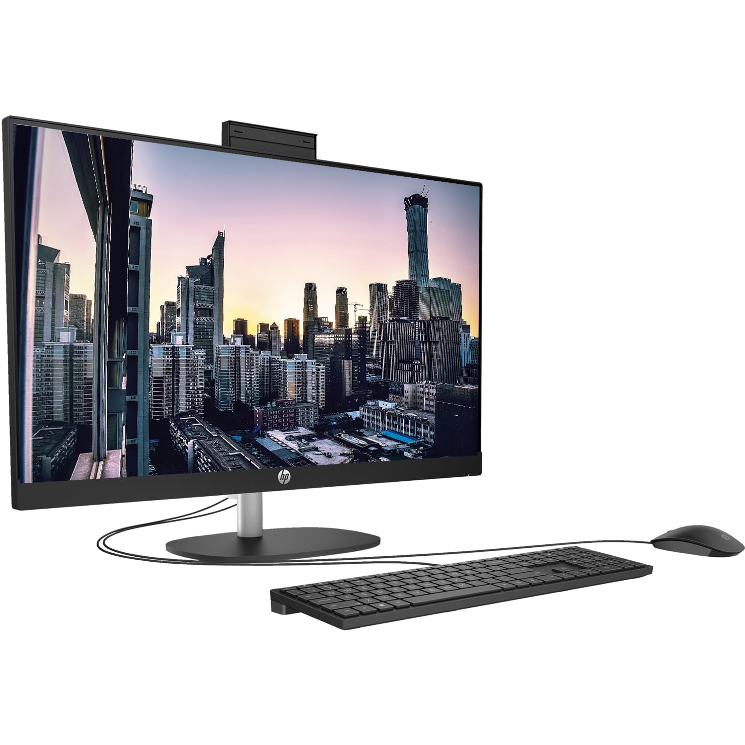 HP Newest 27'' All-in-One desktop computer, 27" FHD Screen, AMD Ryzen 5 7520U, 8GB RAM, 2TB SSD, IR Webcam, HDMI, Wi-Fi 6, Wired Keyboard & Mouse, Windows 11 Home, Black