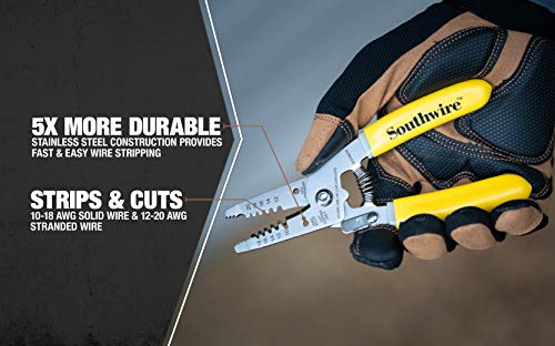 Southwire - 58278140 Tools & Equipment S1018STR Wire Stripping Tool, Wire Stripper and Wire Cutter for 10-18 AWG Solid Wire and 12-20 AWG Stranded Wire