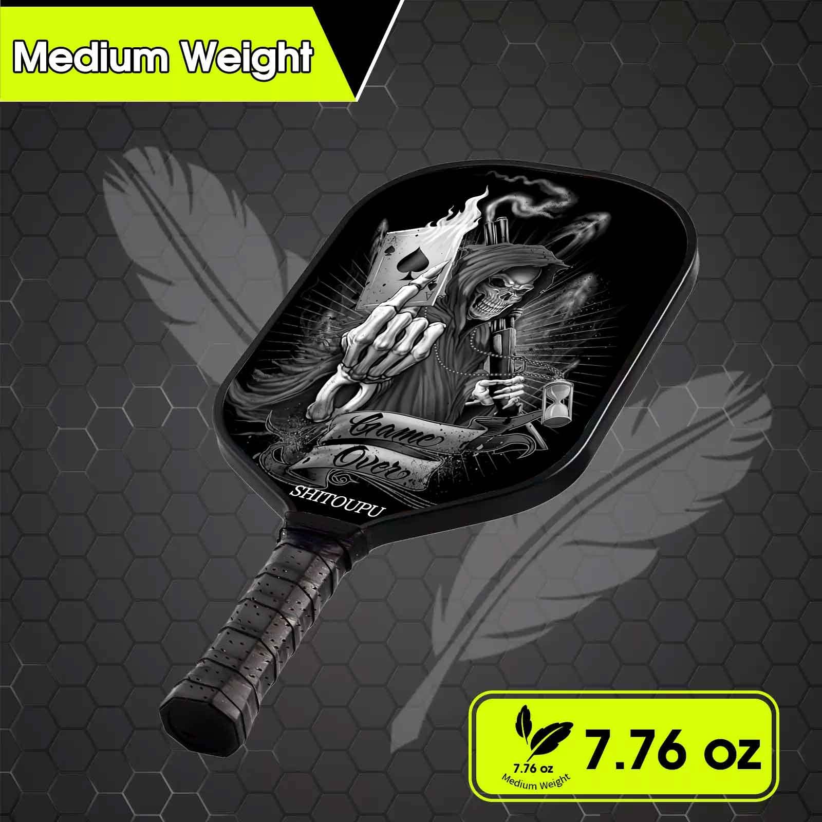 Poker Skull Graphite Pickleball, Lightweight Pickleball Set with 4 Balls and 1 Pickleball Bag,Pickleball Rackets