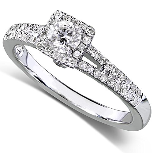 Kobelli Round Diamond Engagement Ring 1/3 carat (ctw) in 14k White Gold, Size 11, White Gold