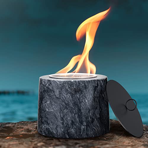 SmileBank Tabletop Fire Pit Fire Bowl - Marble Table Top Firepit Isopropyl Alcohol Mini Indoor Fire Pit Portable Tabletop Fireplace for S'Mores Home Outdoor Patio Balcony Backyard Garden Decor