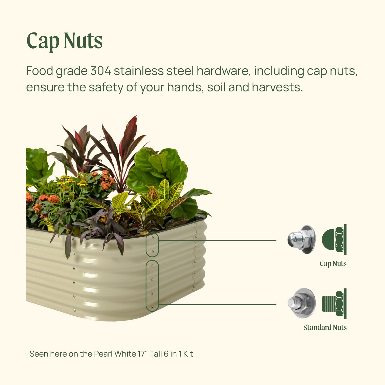 Vego garden Raised Garden Bed Kits, 17" Tall 9 in 1 8ft X 2ft Metal Raised Planter Bed for Vegetables Flowers Ground Planter Box-Pearl White
